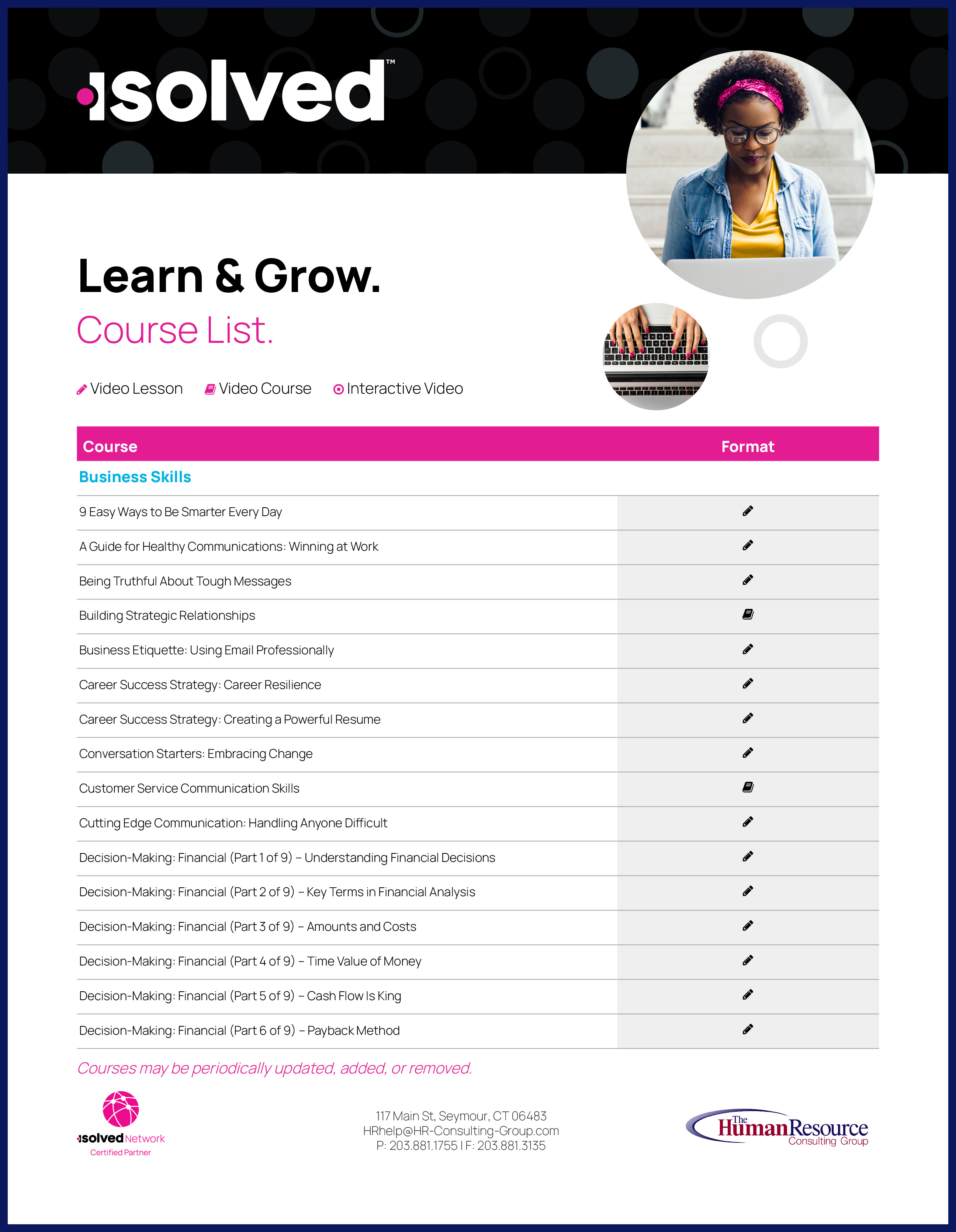 Learn & Grow Course List | Human Resource Consulting Group